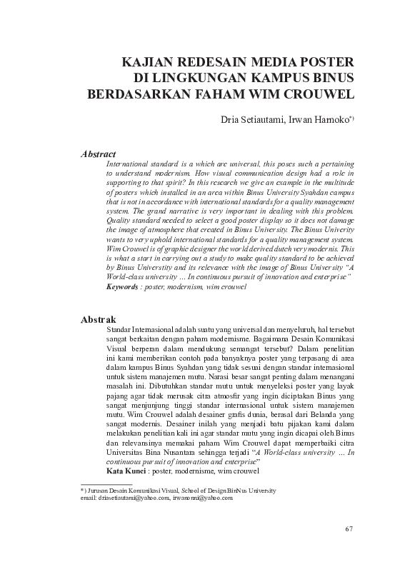 (PDF) Kajian Redesain Media Poster DI Lingkungan Kampus Binus ...