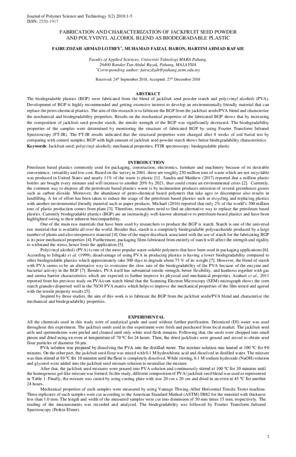(PDF) Fabrication and Characterization of Jackfruit Seed Powder Powder ...