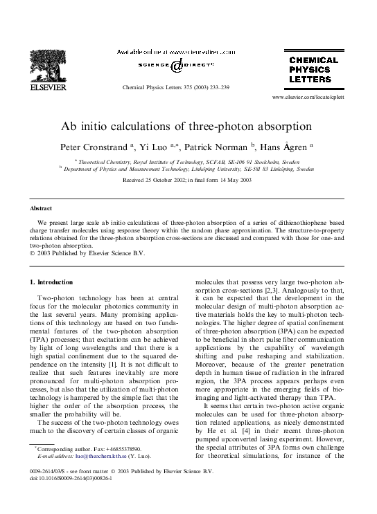 (PDF) Ab initio calculations of three-photon absorption