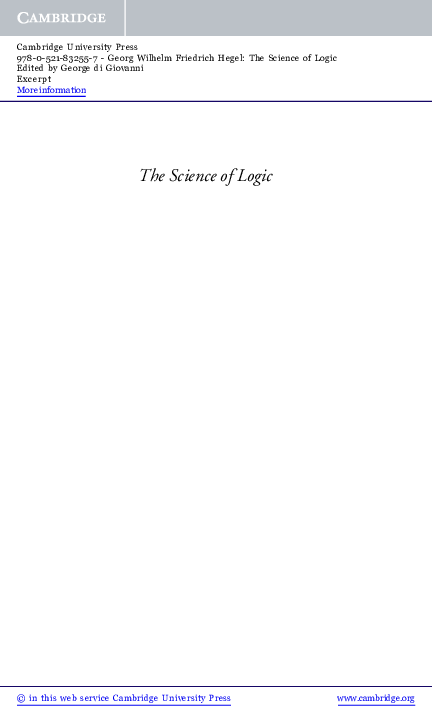(PDF) The Science of Logic | George di Giovanni - Academia.edu