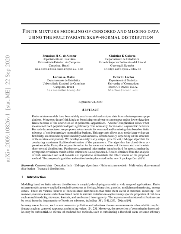Pdf Finite Mixture Modeling Of Censored And Missing Data Using The