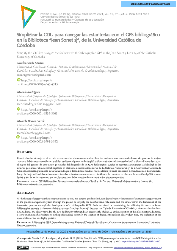 (PDF) Simplificar la CDU para navegar las estanterías con el GPS ...