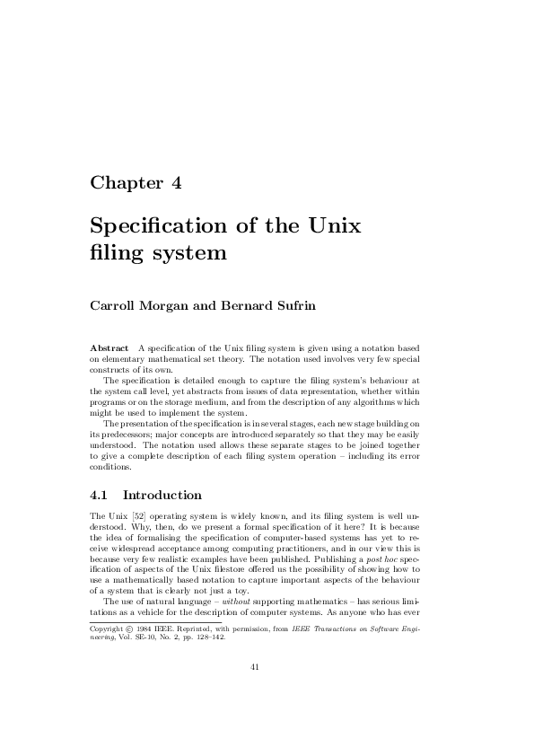 (PDF) Specification of the UNIX Filing System