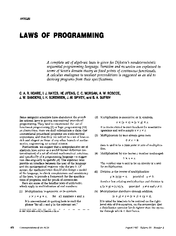(PDF) Laws of programming