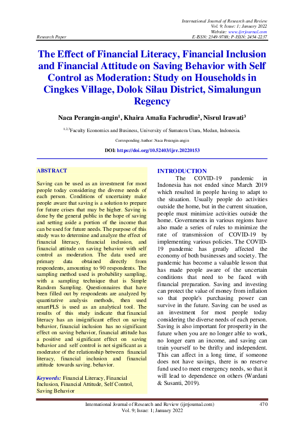 (PDF) The Effect of Financial Literacy, Financial Inclusion and ...