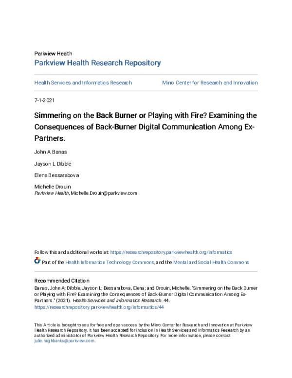 (PDF) Simmering on the Back Burner or Playing with Fire? Examining the ...