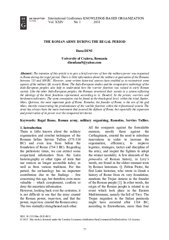 (PDF) The Roman Army during the Regal Period