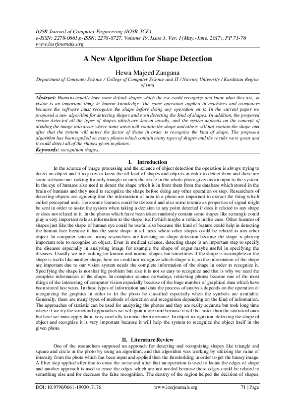 (PDF) A New Algorithm for Shape Detection
