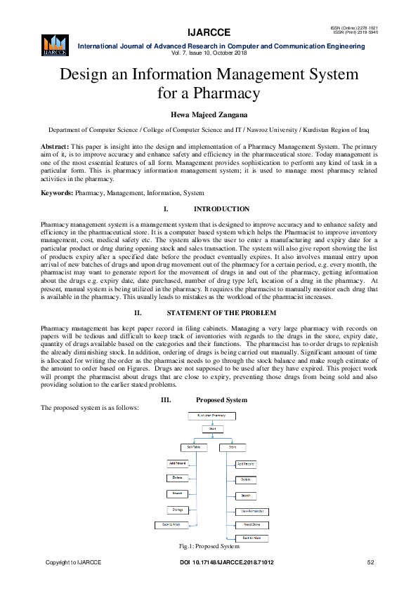 (PDF) Design an Information Management System for a Pharmacy