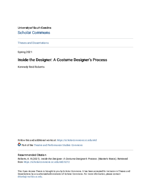 (PDF) Inside the Designer: A Costume Designer’s Process | Kennedy ...
