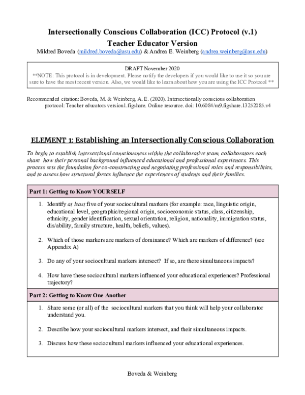(PDF) Protocol Intersectionally Conscious Collaboration-Teacher ...