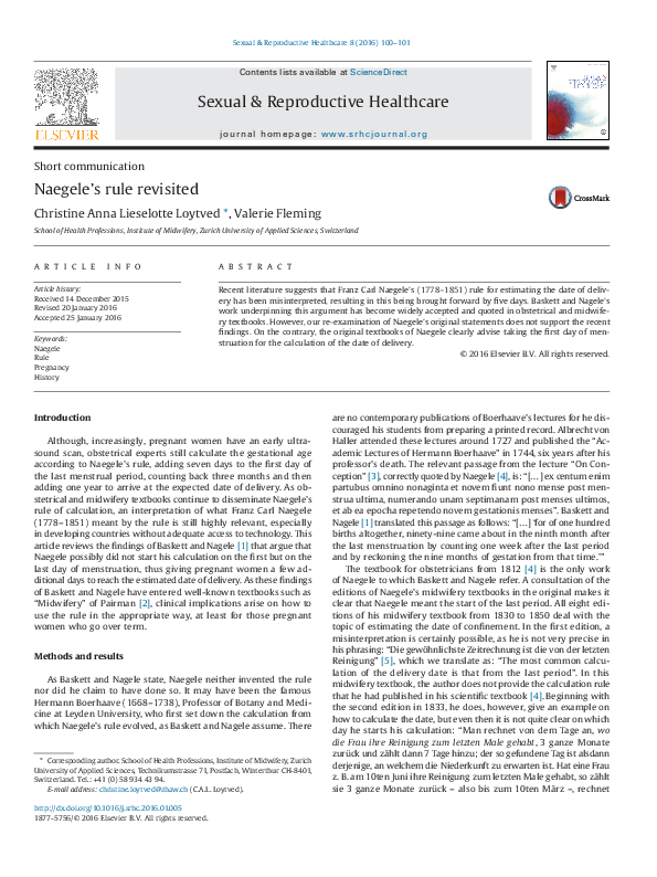(PDF) Naegele's rule revisited