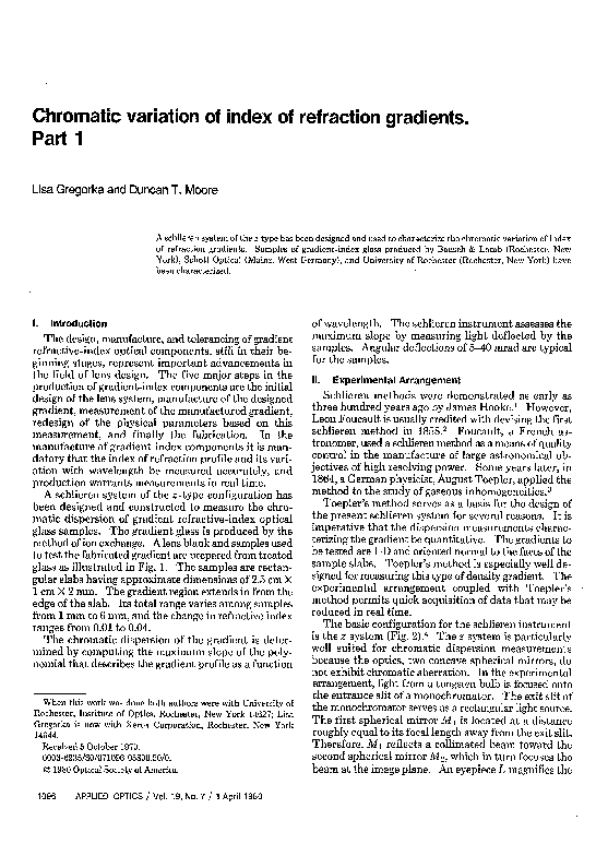 (PDF) Chromatic variation of index of refraction gradients Part 1