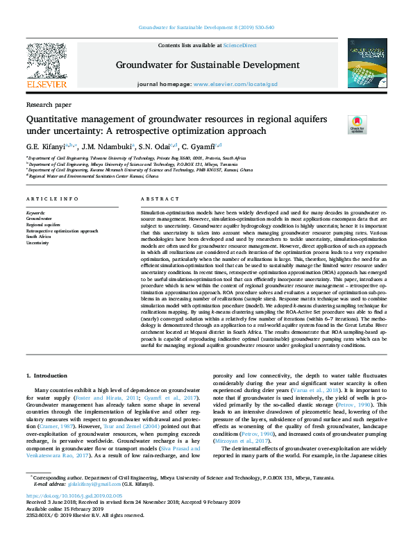 (PDF) Quantitative management of groundwater resources in regional aquifers under uncertainty: A ...