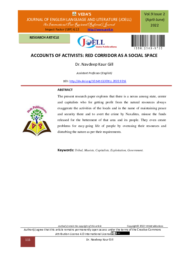 (PDF) ACCOUNTS OF ACTIVISTS: RED CORRIDOR AS A SOCIAL SPACE