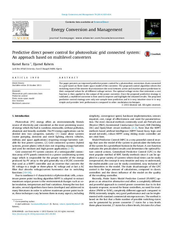 (PDF) Predictive direct power control for photovoltaic grid connected ...