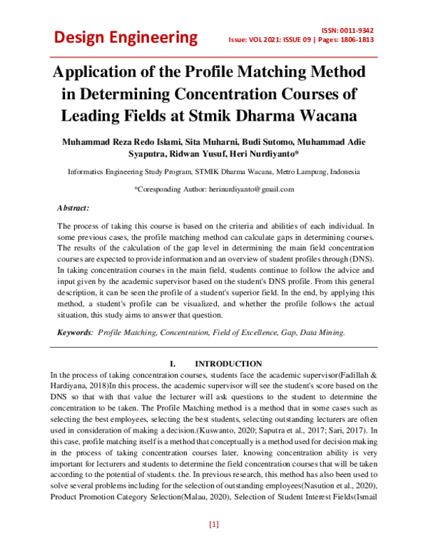 (PDF) Application of the Profile Matching Method in Determining Concentration Courses of Leading ...