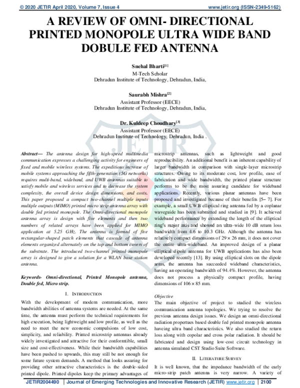 (PDF) A Review of Omni- Directional Printed Monopole Ultra Wide Band ...