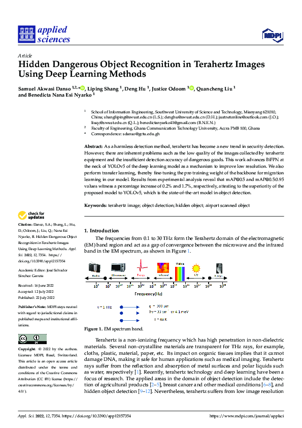 (PDF) Hidden Dangerous Object Recognition in Terahertz Images Using Deep Learning Methods
