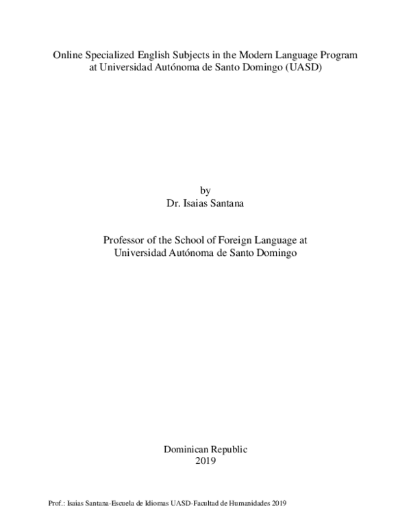 (PDF) Online Specialized English Subjects in the Modern Language ...