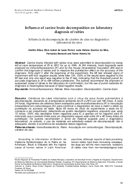 (PDF) Influence of canine brain decomposition on laboratory diagnosis ...
