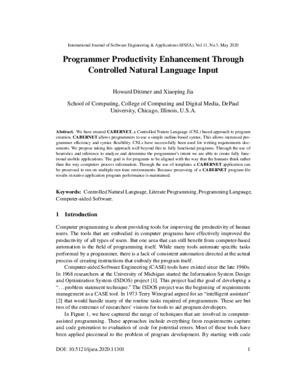 (PDF) Programmer Productivity Enhancement Through Controlled Natural ...