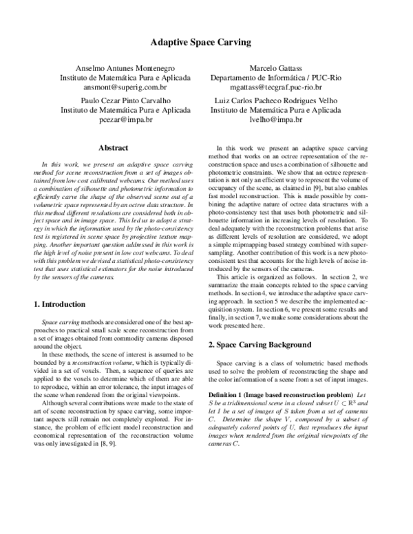 (PDF) Adaptive space carving