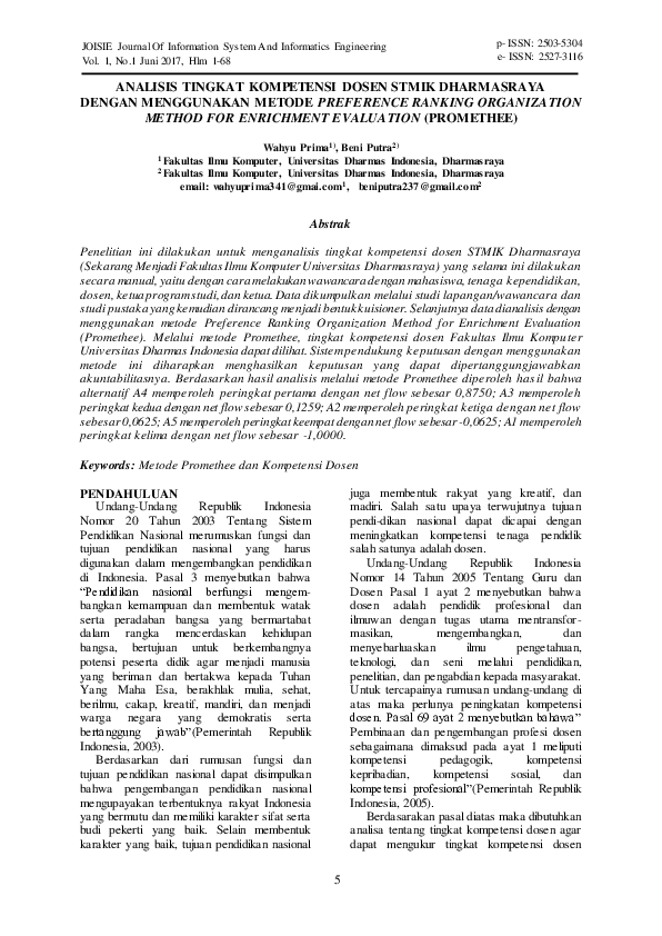 (PDF) Analisis Tingkat Kompetensi Dosen Stmik Dharmasraya Dengan ...