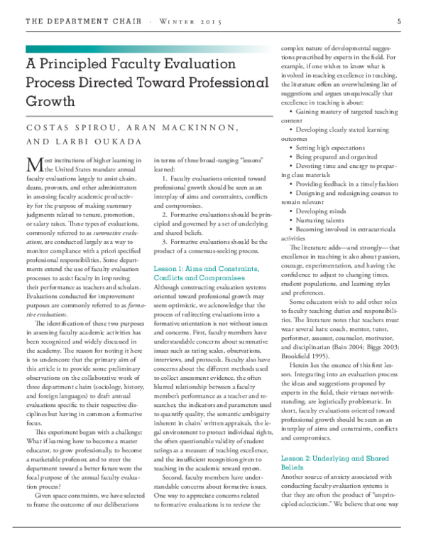 (PDF) A Principled Faculty Evaluation Process Directed Toward ...