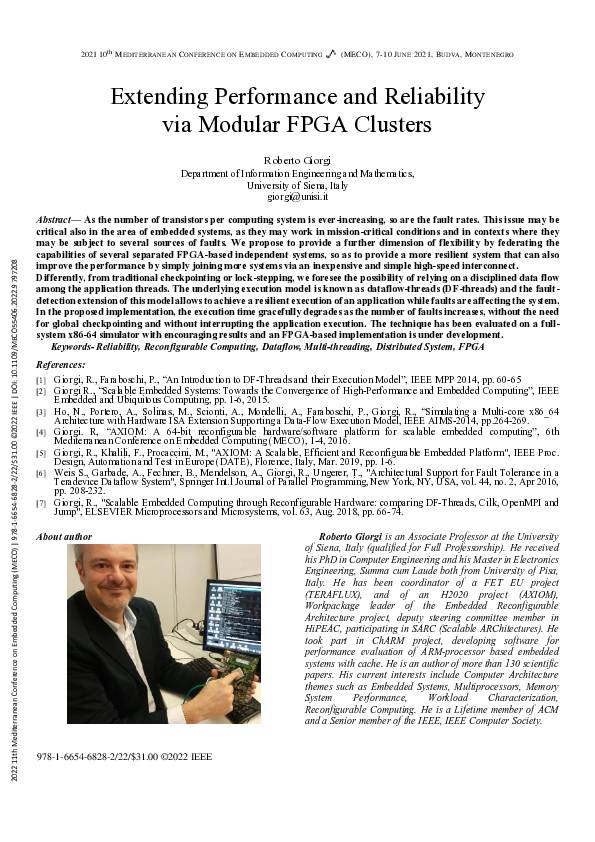 Pdf Extending Performance And Reliability Via Modular Fpga Clusters 