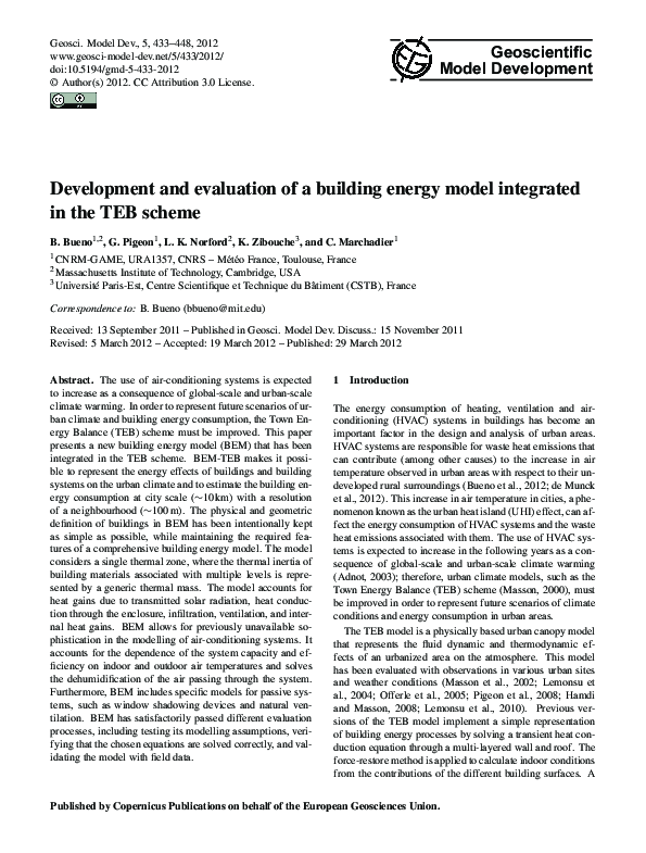 (PDF) Development and evaluation of a building energy model integrated ...