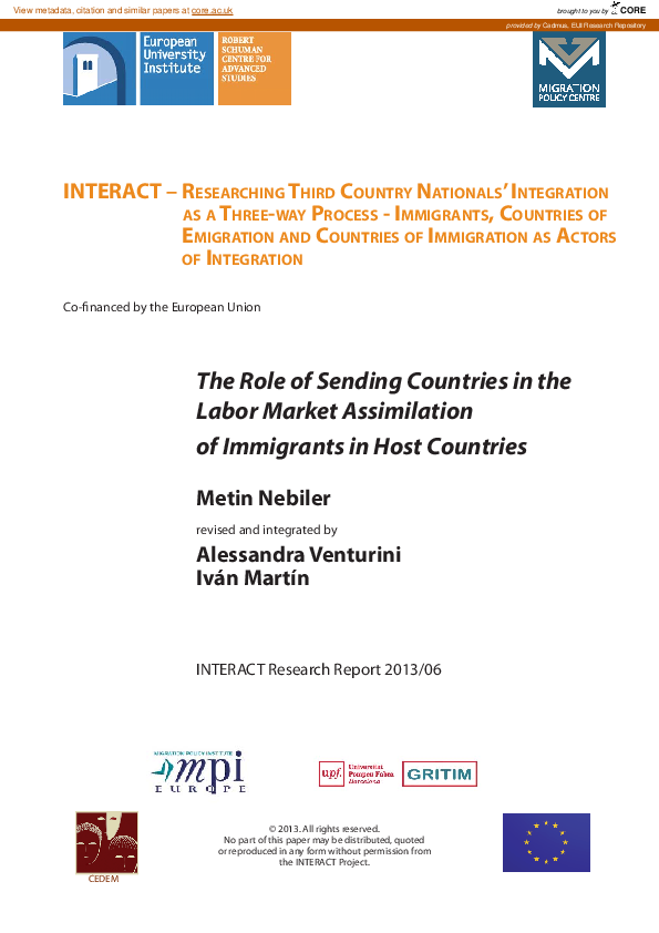 (PDF) The role of sending countries in the labor market assimilation of ...