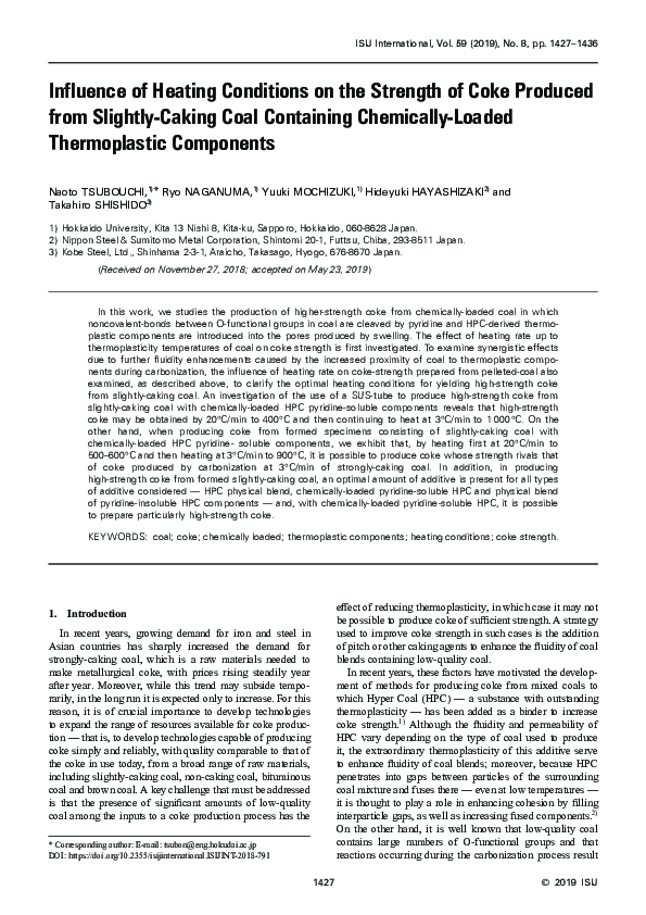 (PDF) Influence of Heating Conditions on the Strength of Coke Produced ...