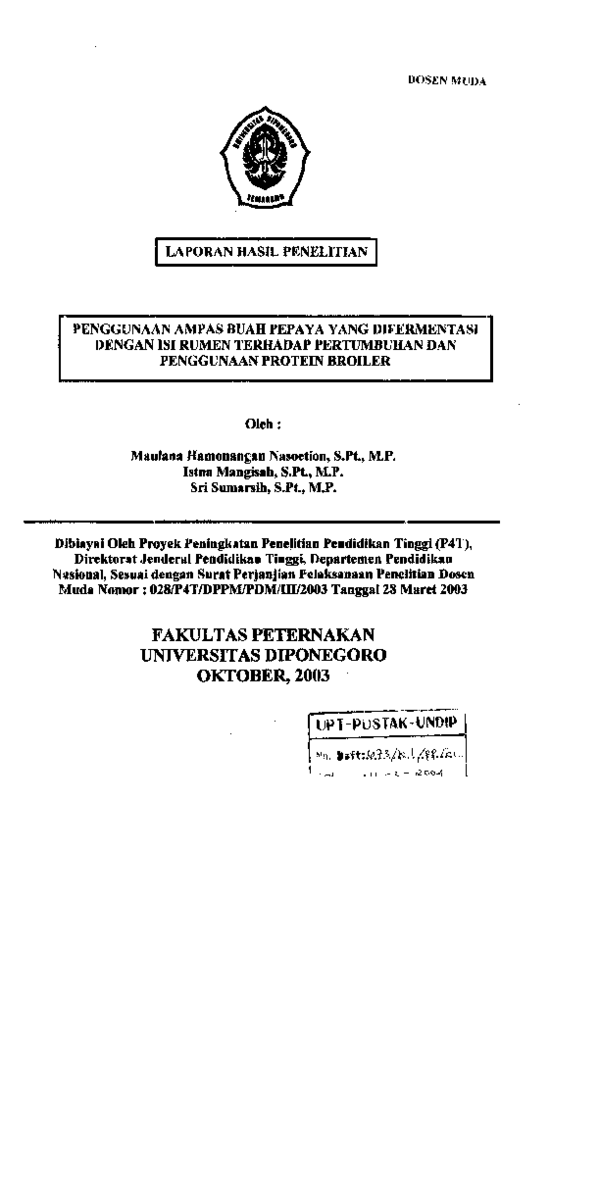 (PDF) Penggunaan Ampas Buah Pepaya Yang Difermentasidengan Isi Rumen ...