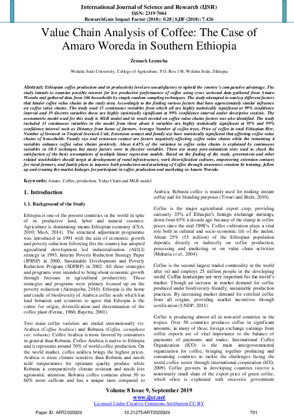(PDF) Value Chain Analysis of Coffee: The Case of Amaro Woreda in Southern Ethiopia