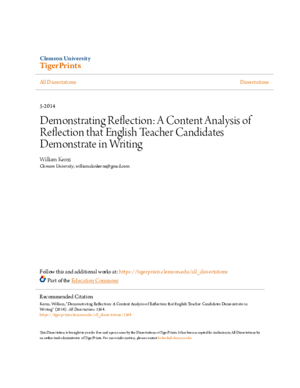 (PDF) Demonstrating reflection: A content analysis of reflection that ...
