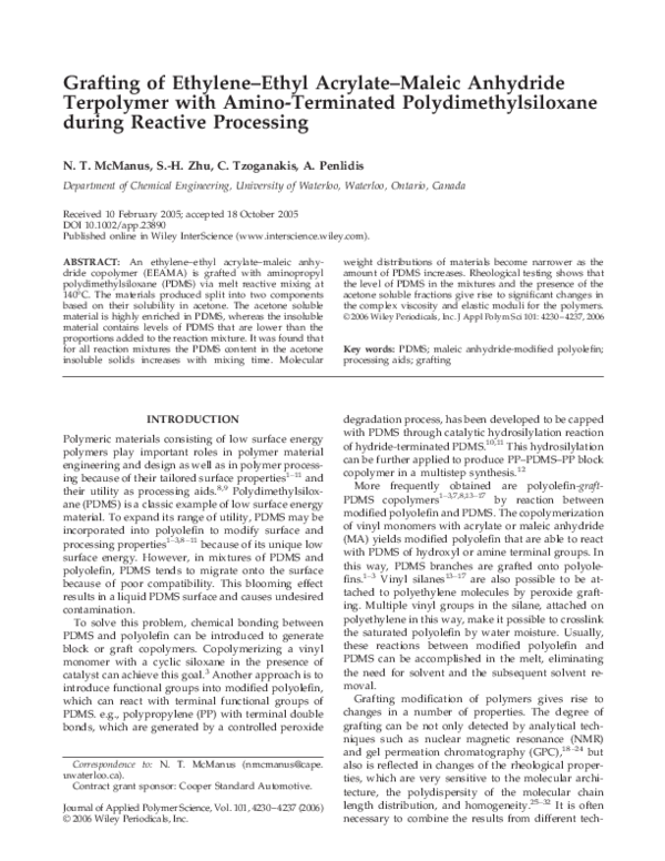 (PDF) Grafting of ethylene–ethyl acrylate–maleic anhydride terpolymer ...
