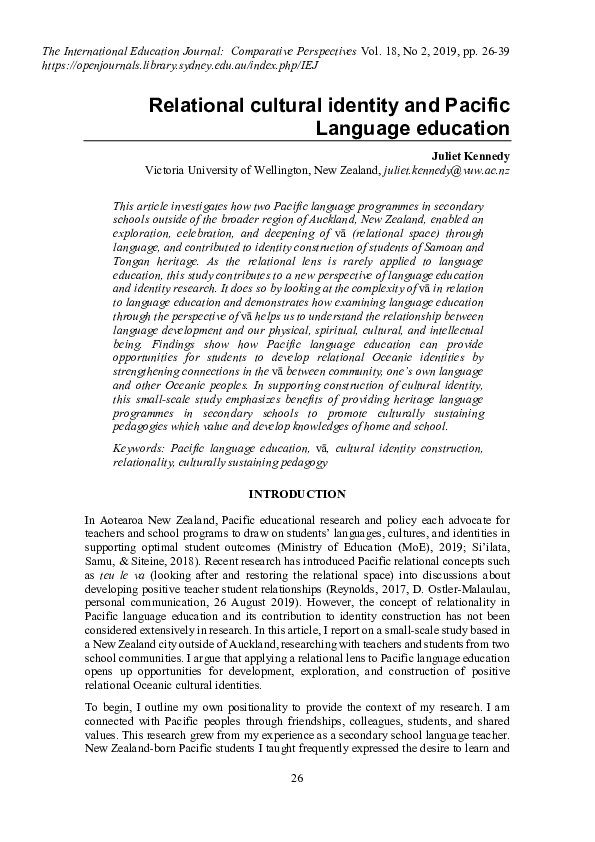 (PDF) Relational Cultural Identity and Pacific Language Education