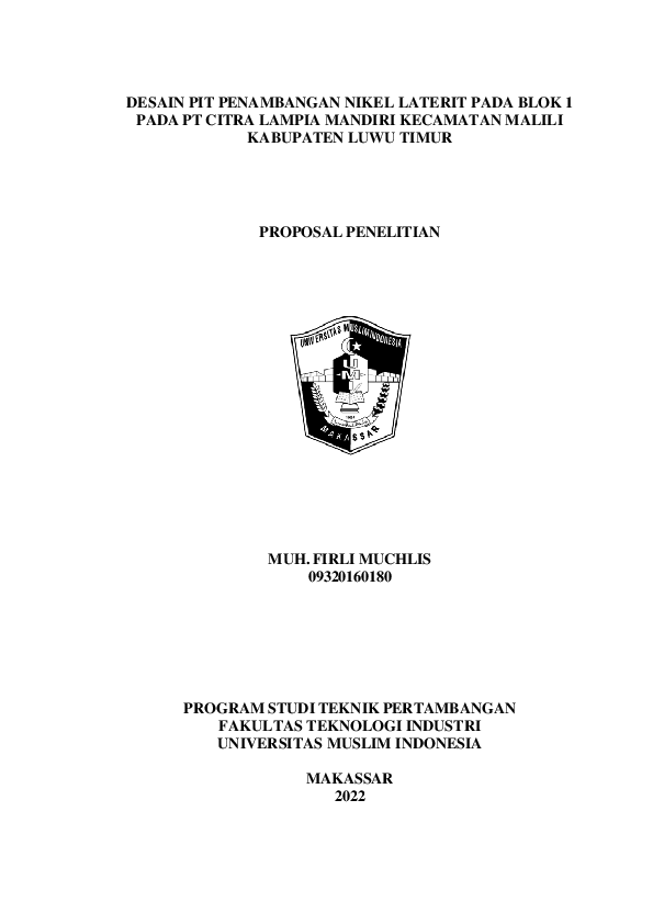 (PDF) DESAIN PIT PENAMBANGAN NIKEL LATERIT PADA BLOK 1 PADA PT CITRA ...