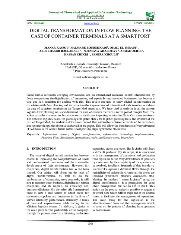 Pdf Digital Transformation In Flow Planning The Case Of Container Terminals At A Smart Port