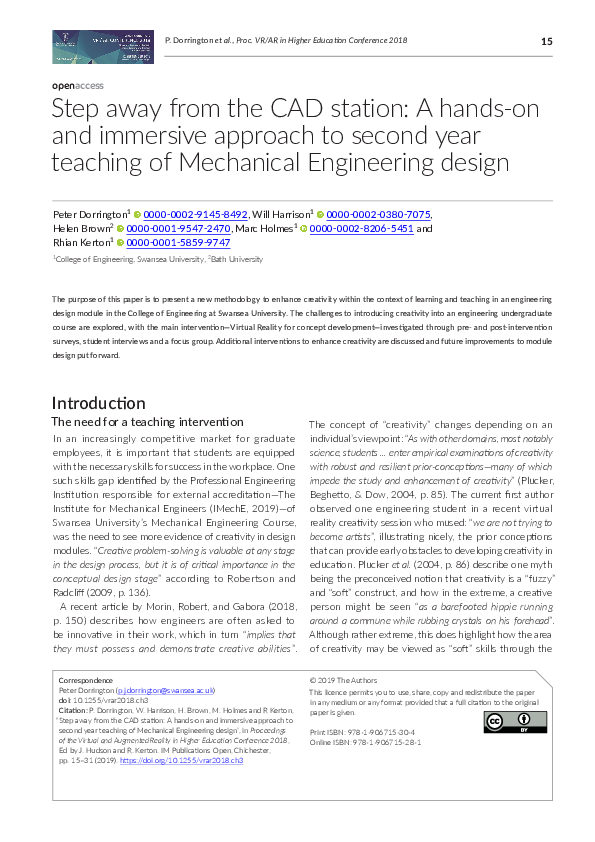 (PDF) Step away from the CAD station: A hands-on and immersive approach ...