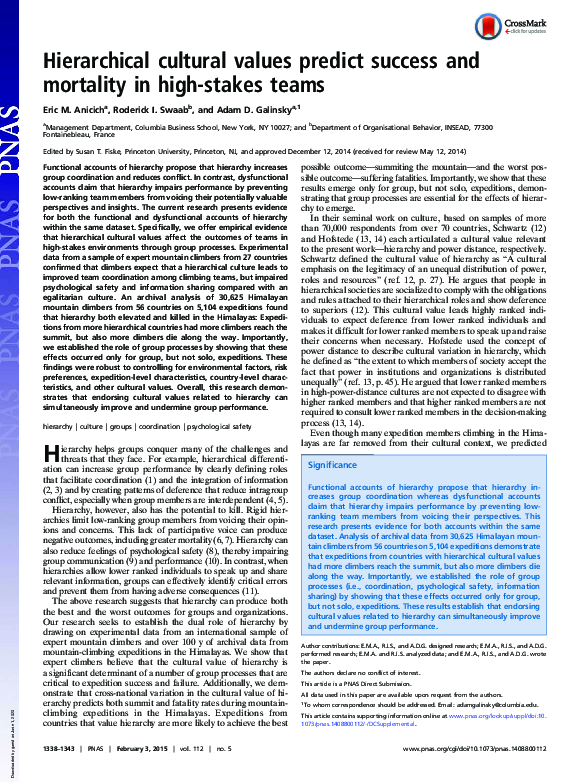 (PDF) Hierarchical cultural values predict success and mortality in ...