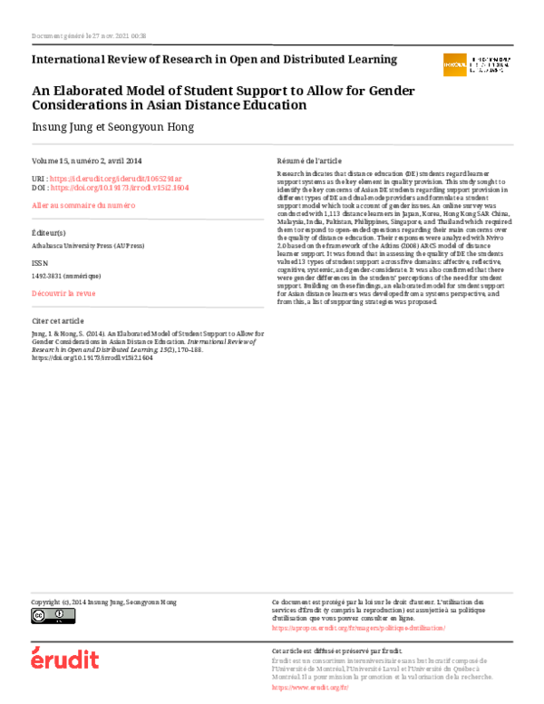 (PDF) An elaborated model of student support to allow for gender ...