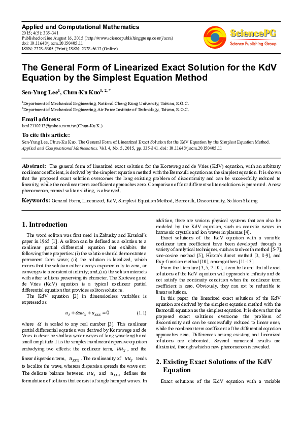 The General Form of Linearized Exact Solution for the KdV Equation by ...