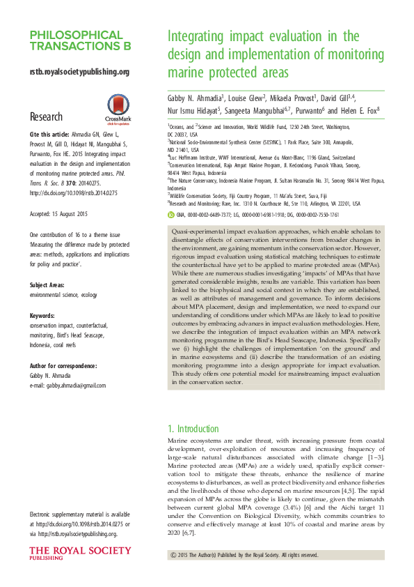 (PDF) Integrating impact evaluation in the design and implementation of monitoring marine ...