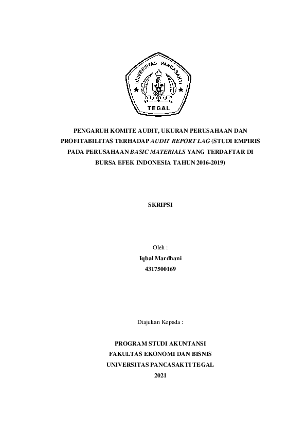 (PDF) Pengaruh Komite Audit, Ukuran Perusahaan Dan Profitabilitas ...