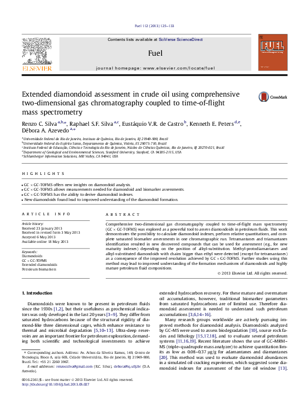 (PDF) Extended diamondoid assessment in crude oil using comprehensive ...