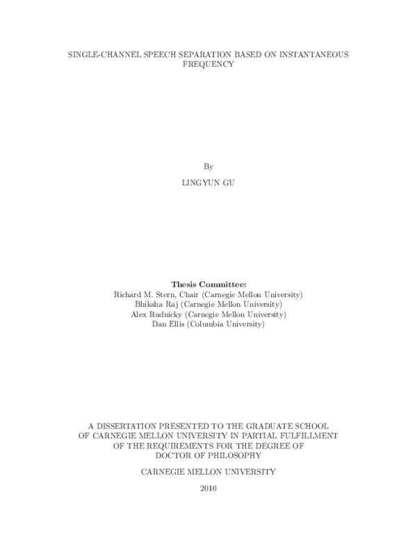 (PDF) Single-channel Speech Separation Based on Instantaneous Frequency