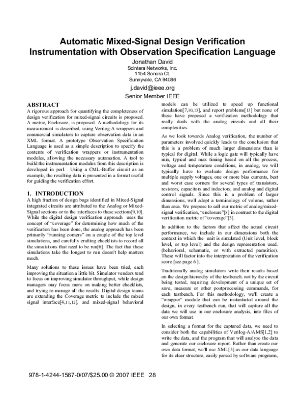 (PDF) Automated Verification for Mixed-Signal Designs
