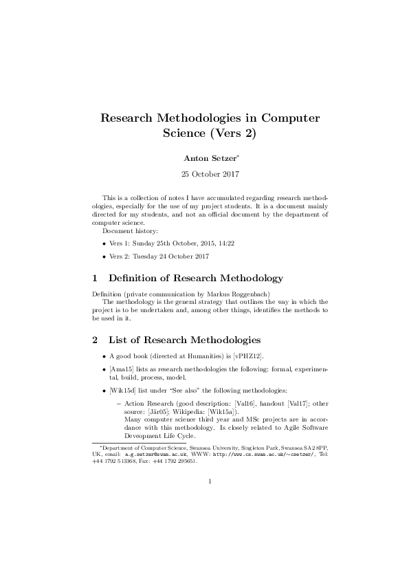 (PDF) Research Methodologies in Computer Science